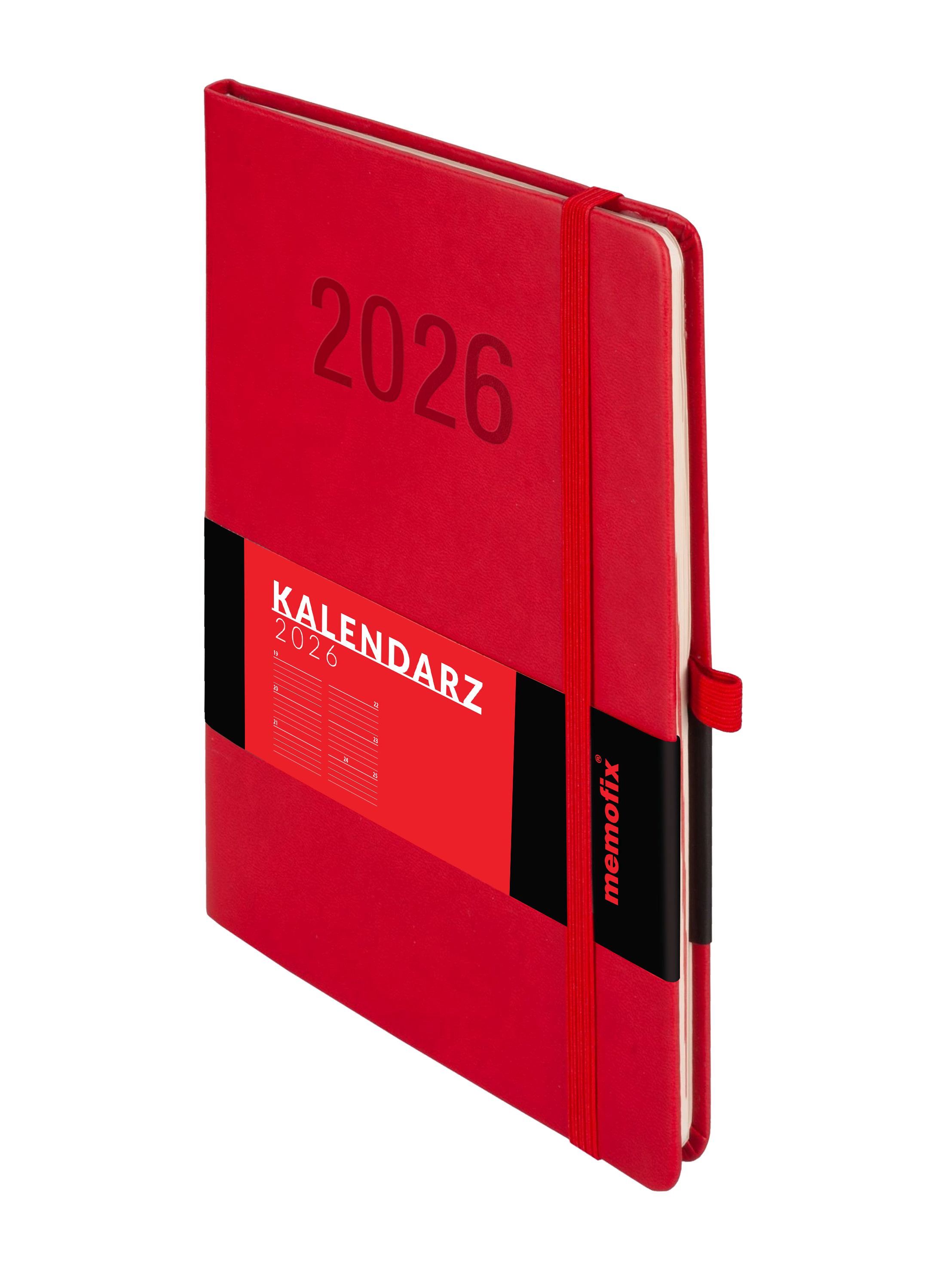 Kalendarz 2026 Memofix A5 TDW czerwony | Dobreksiazki.pl