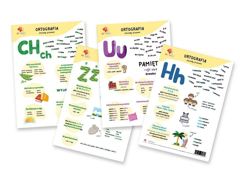 Plansze edukacyjne zasady ortografii A4 | Dobreksiazki.pl
